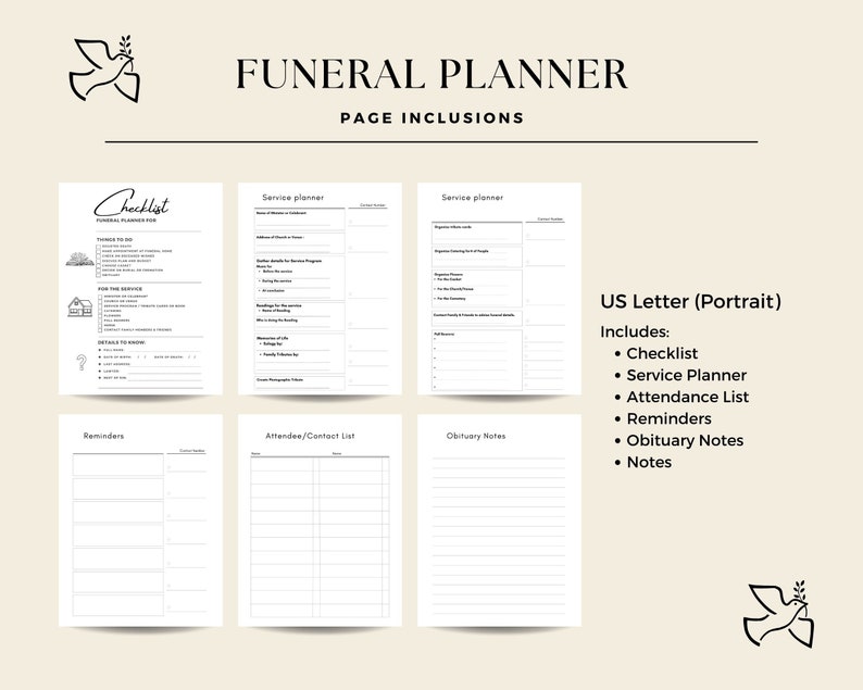 Minimalist Funeral Planner Bundle for Organizing Family Funerals ...