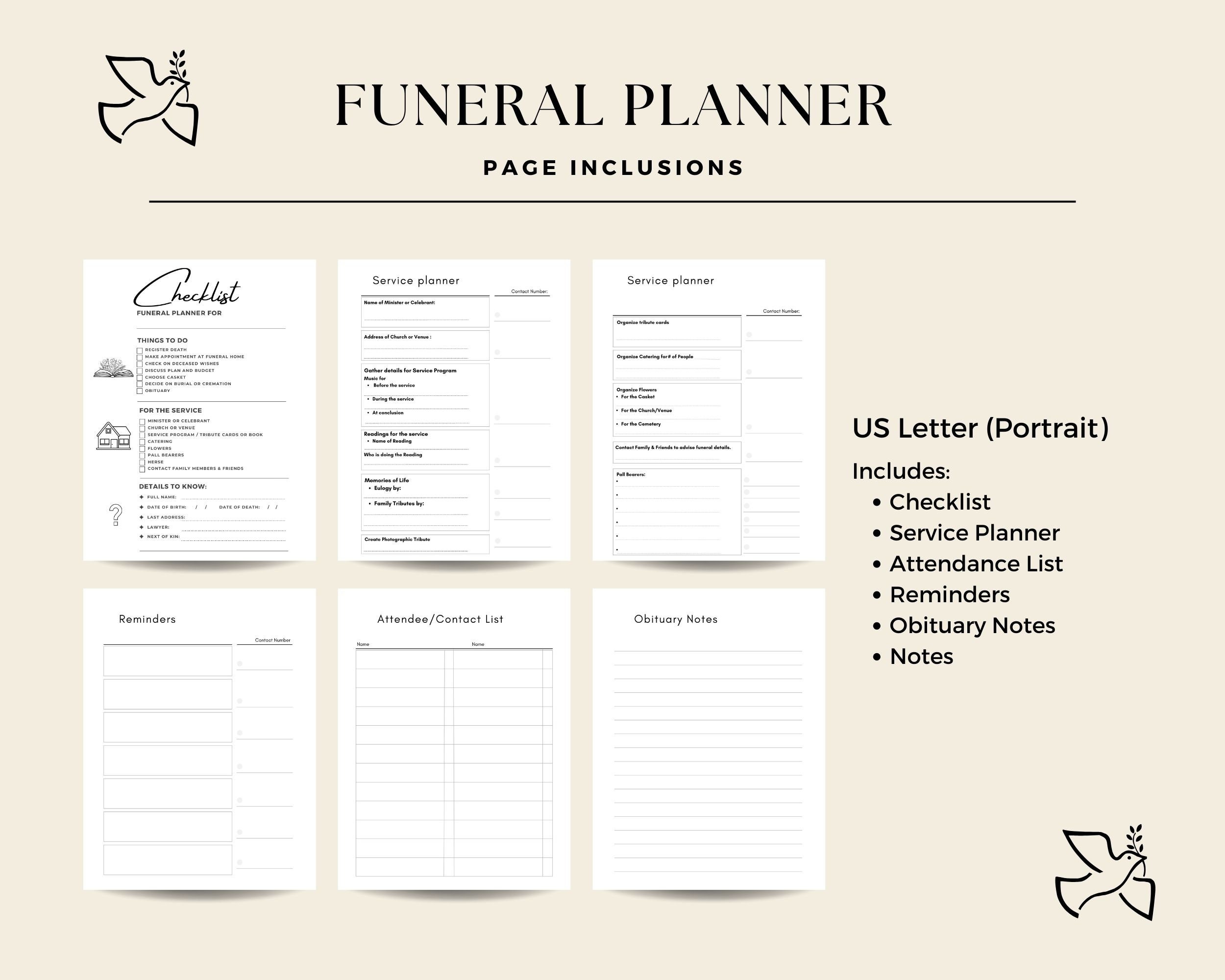 Minimalist Funeral Planner Bundle for Organizing Family Funerals ...