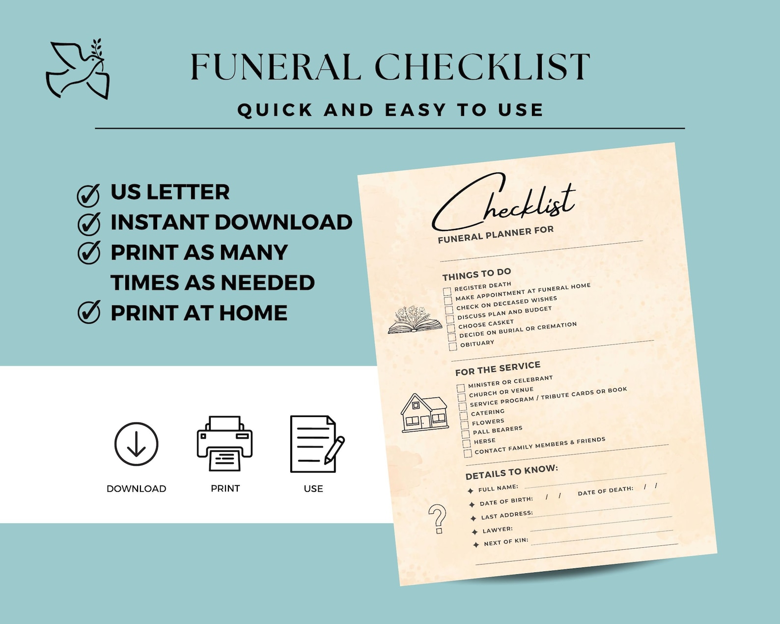 Simple Funeral Checklist for Organizing Family Funerals, Bereavement ...