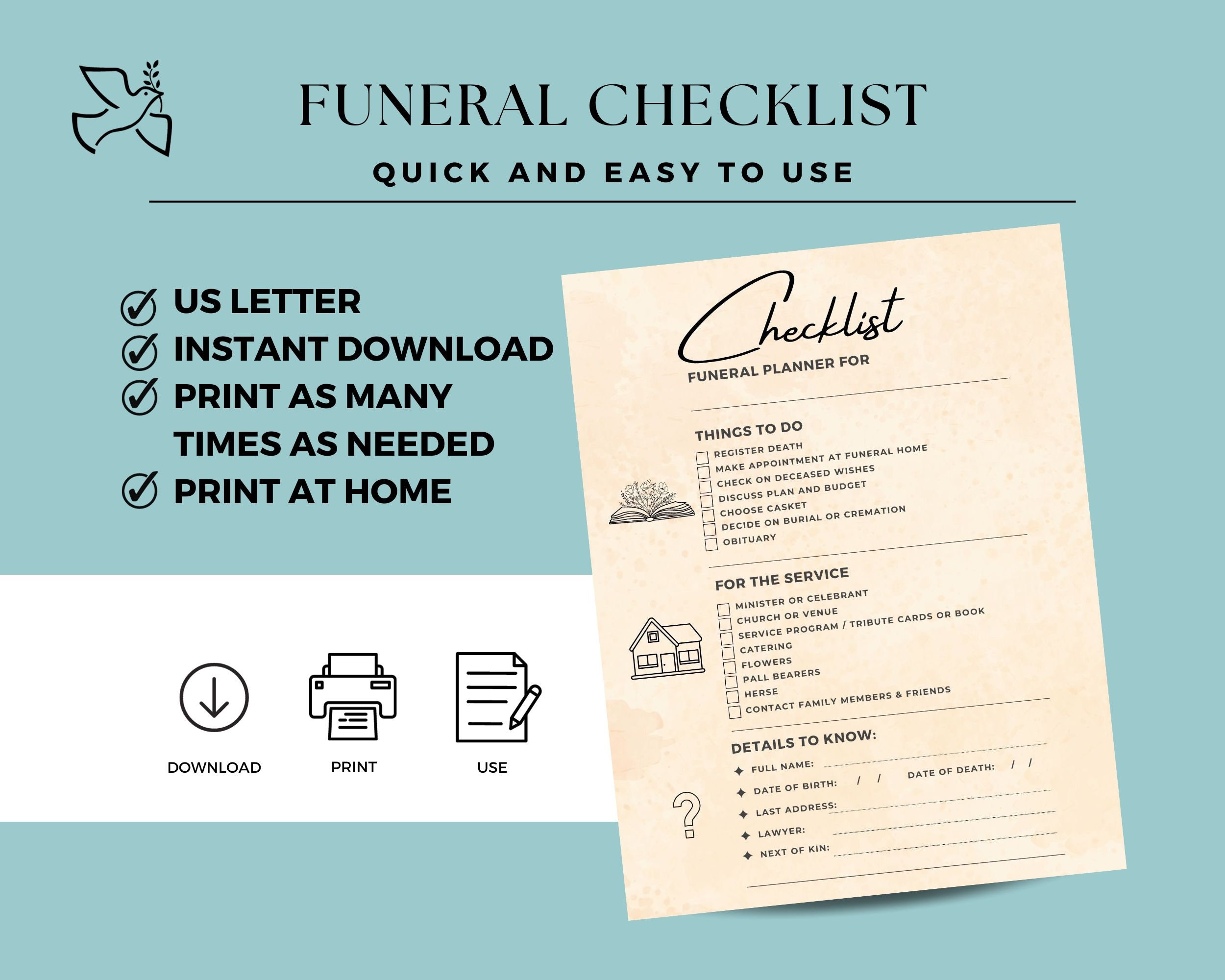 Simple Funeral Checklist for Organizing Family Funerals, Bereavement ...