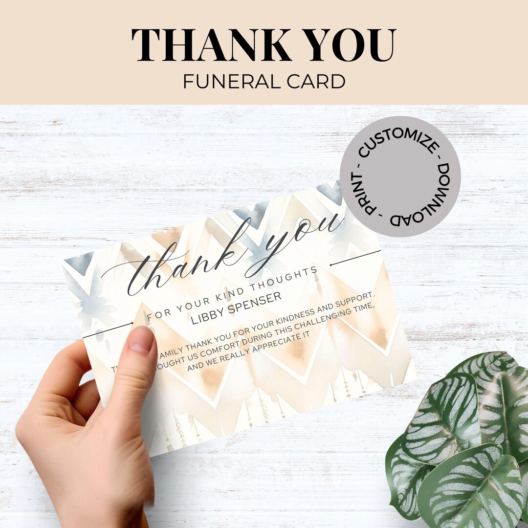 Funeral Thank You Card Template, Celebration of Life, Sympathy ...