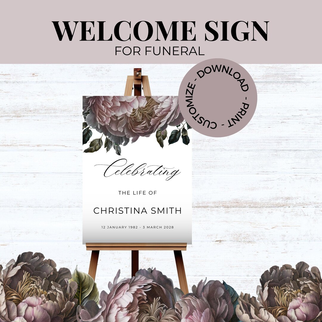 Personalized Funeral Welcome Sign Template, Custom Memorial Sign ...