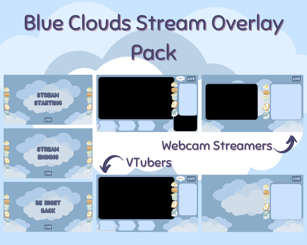 Blue Clouds Stream Overlay Pack - Etsy