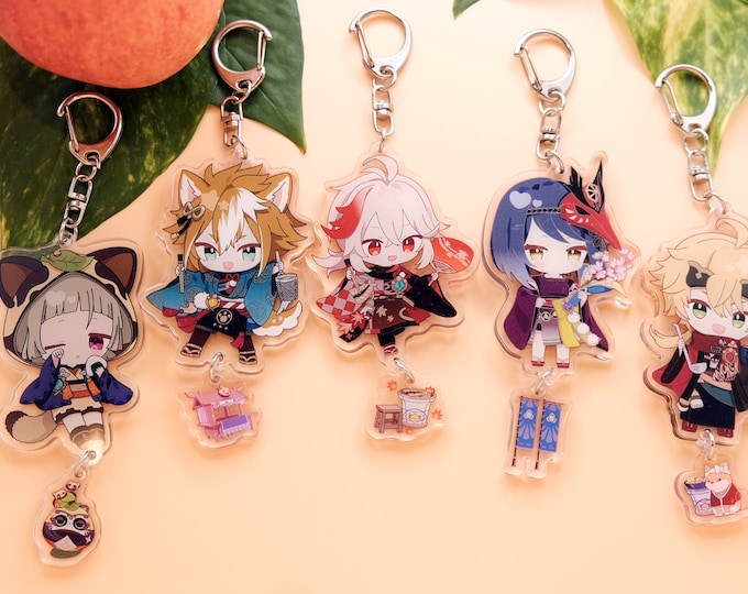 Genshin Impact Clear Acrylic Keychains With Small Charm - Inazuma Style ...