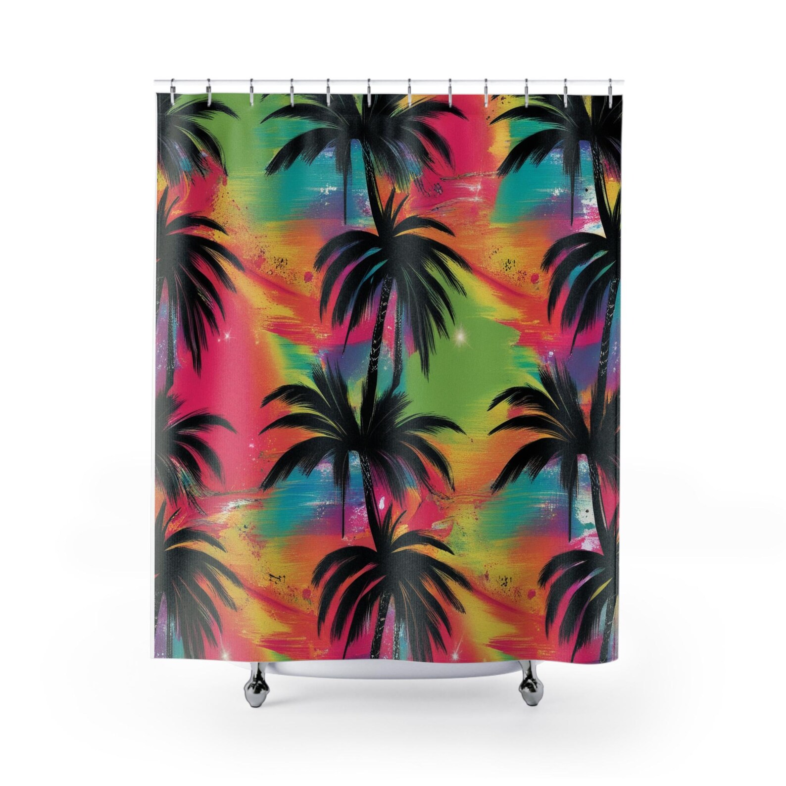 HULA HOOP | Shower Curtain - Vibrant Palm Paradise, Durable, Quick ...