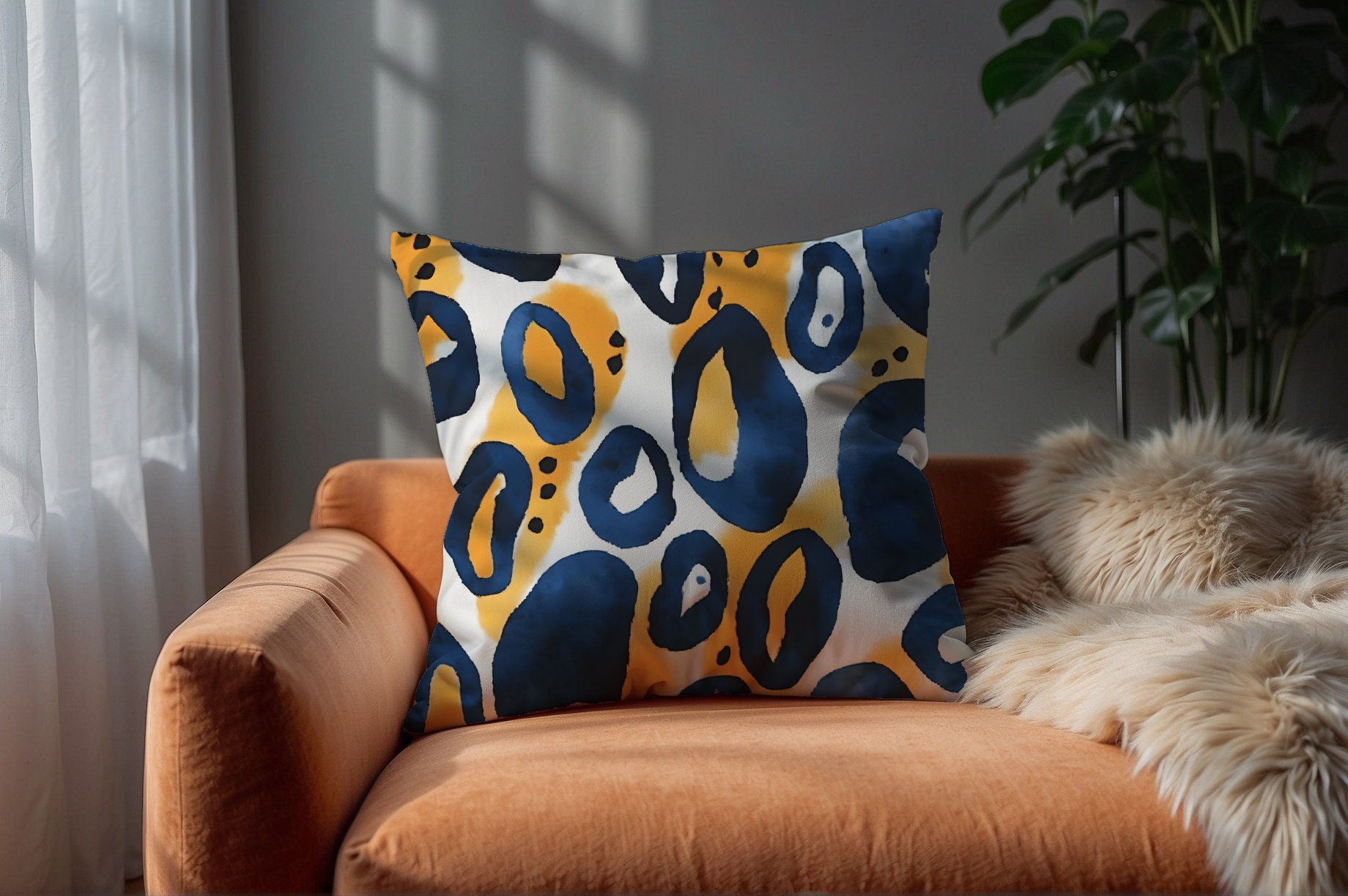 PALETTE PREDATOR | Orange Blue Leopard Print Throw Pillow, Abstract ...