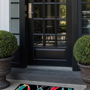 COLORFUL CURVES | Colorful Door Mat, High Quality, Multicolor, 29" X 20 ...