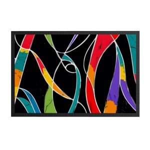 COLORFUL CURVES | Colorful Door Mat, High Quality, Multicolor, 29" X 20 ...