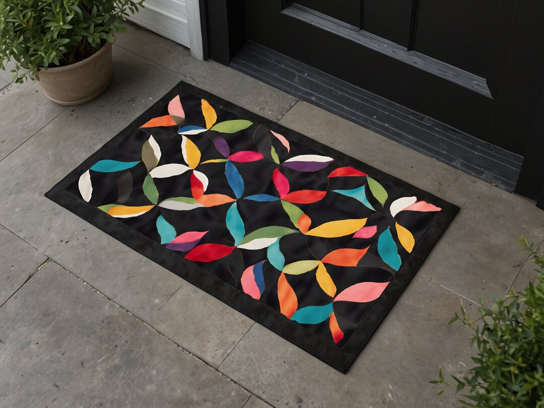 POPPIN PETALS | High Quality Multicolor Doormat, 29" X 20", Waterproof ...