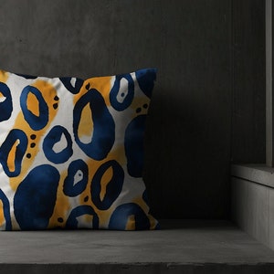 PALETTE PREDATOR | Orange Blue Leopard Print Throw Pillow, Abstract ...