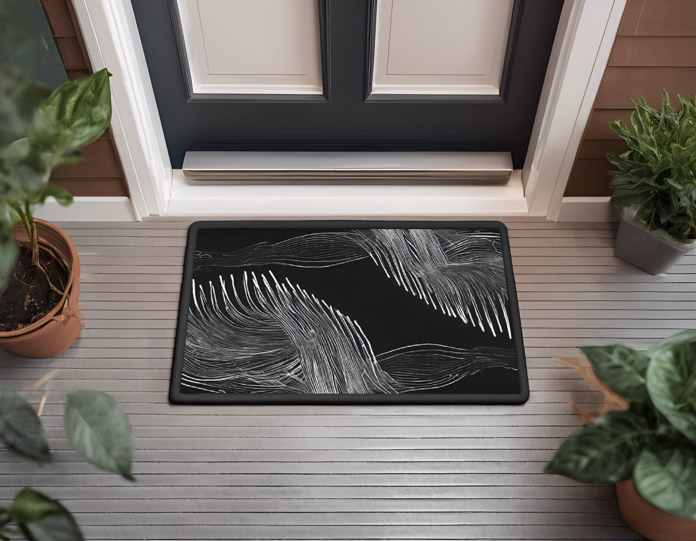 Chic Black Striped Doormat Elegant, Durable Entrance Mat, 29 X 20 ...