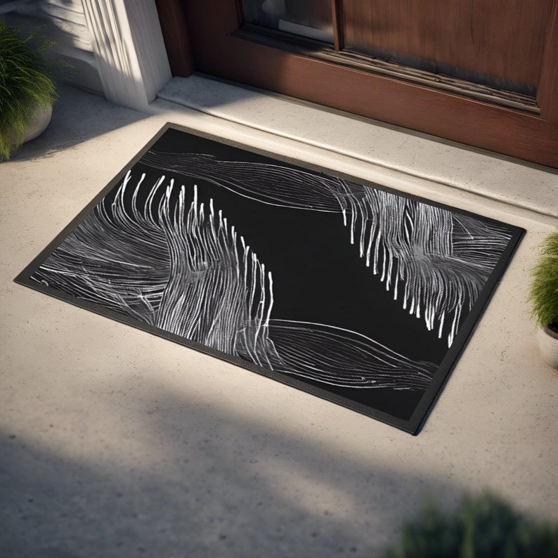 CHIC | Black Striped Doormat - Elegant, Durable Entrance Mat, 29" X 20 ...