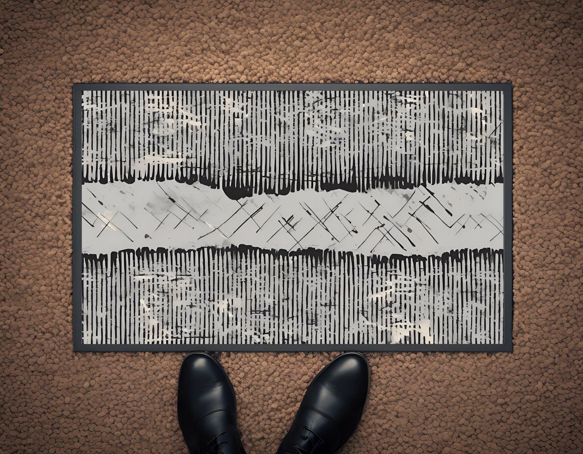 Chic Black Striped Doormat Elegant, Durable Entrance Mat, 29 X 20 ...
