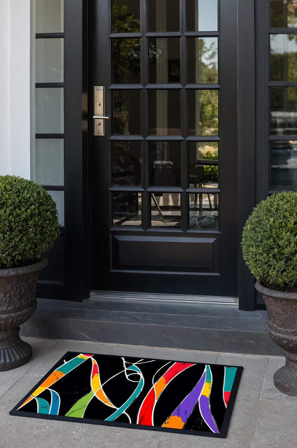 COLORFUL CURVES | Colorful Door Mat, High Quality, Multicolor, 29" X 20 ...