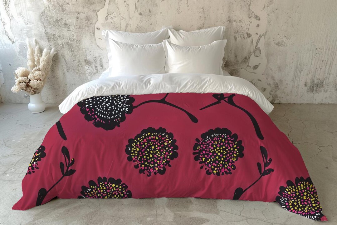 CRIMSON BURST | Luxury Silk Duvet Cover Set, Custom Sizes, Silk/cotton ...
