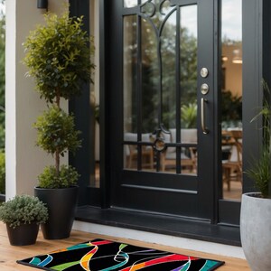 COLORFUL CURVES Colorful Door Mat, High Quality, Multicolor, 29 X 20 ...