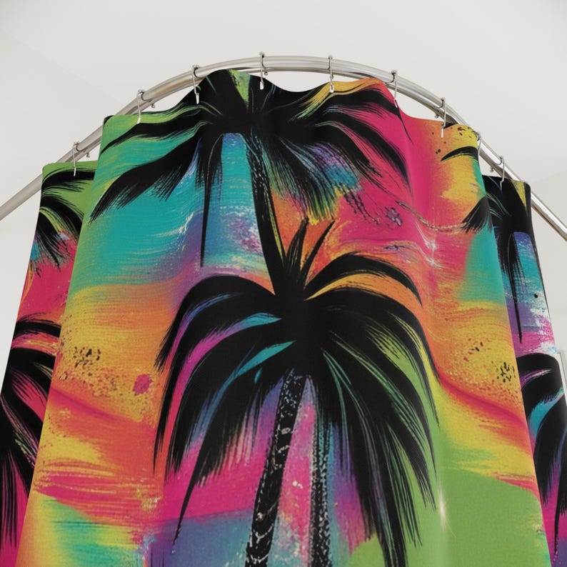 HULA HOOP | Shower Curtain - Vibrant Palm Paradise, Durable, Quick ...