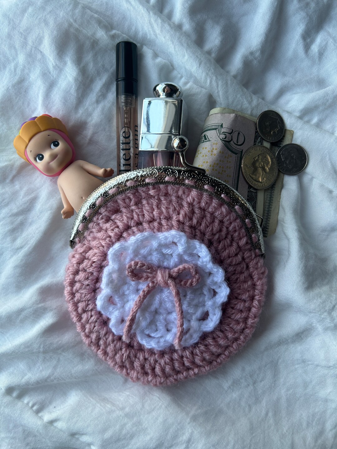 Crochet Coquette Pouch With Clasp - Etsy