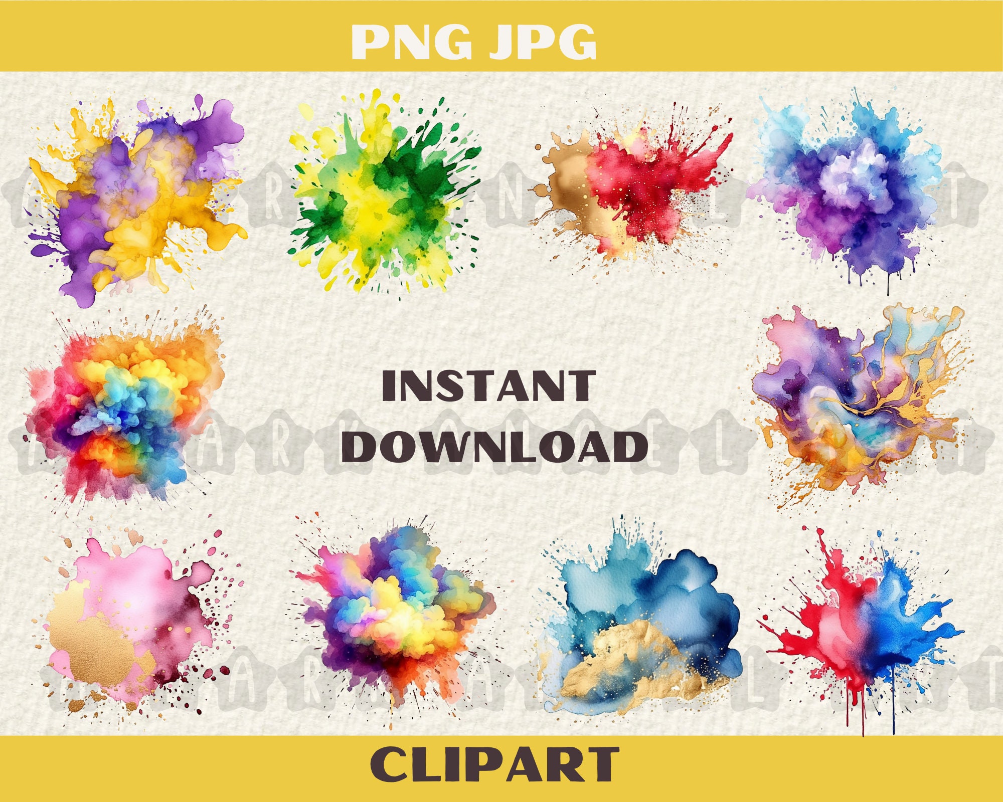 40 PNG Watercolor Splash Clipart, Transparent Background Colorful ...
