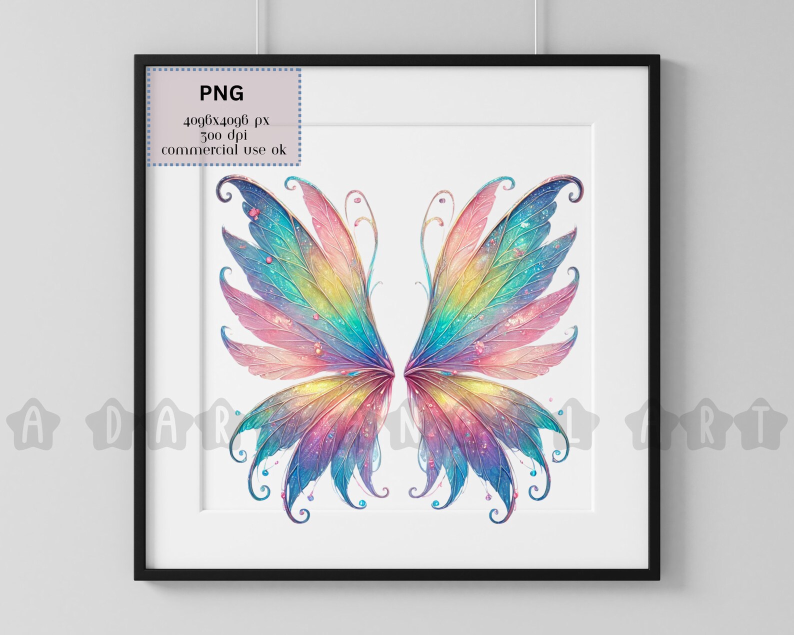 Magical Fairy Wings Clipart, Watercolor Angel Wing Clip Art, Pastel ...