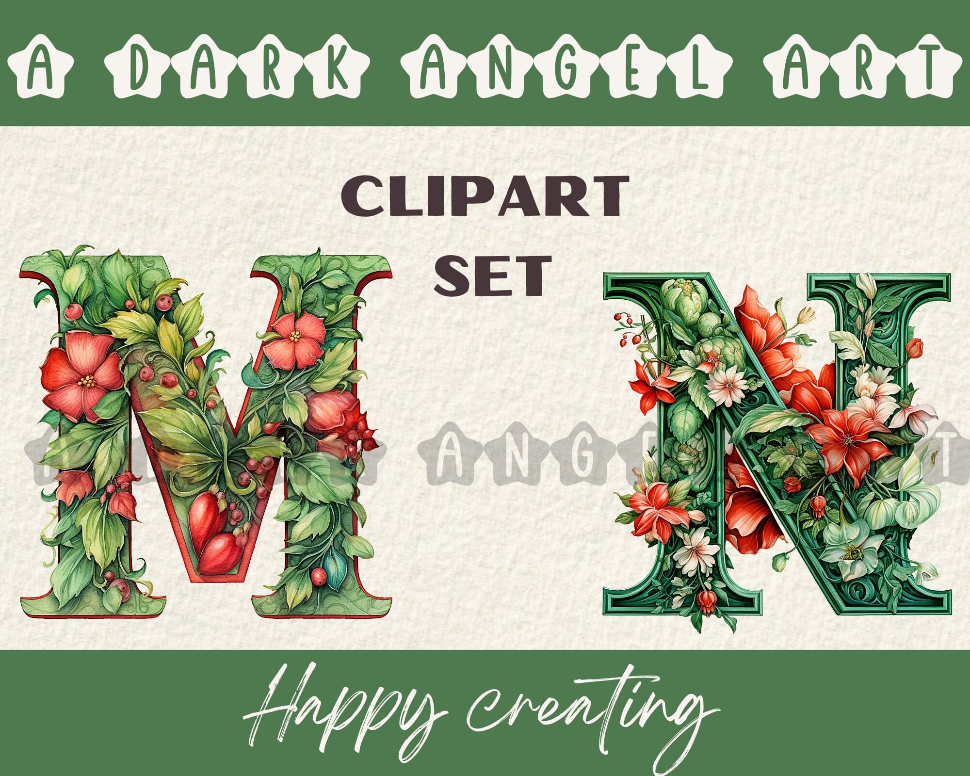 26 PNG Green Christmas Alphabet Clipart Christmas Letters Clip Art ...