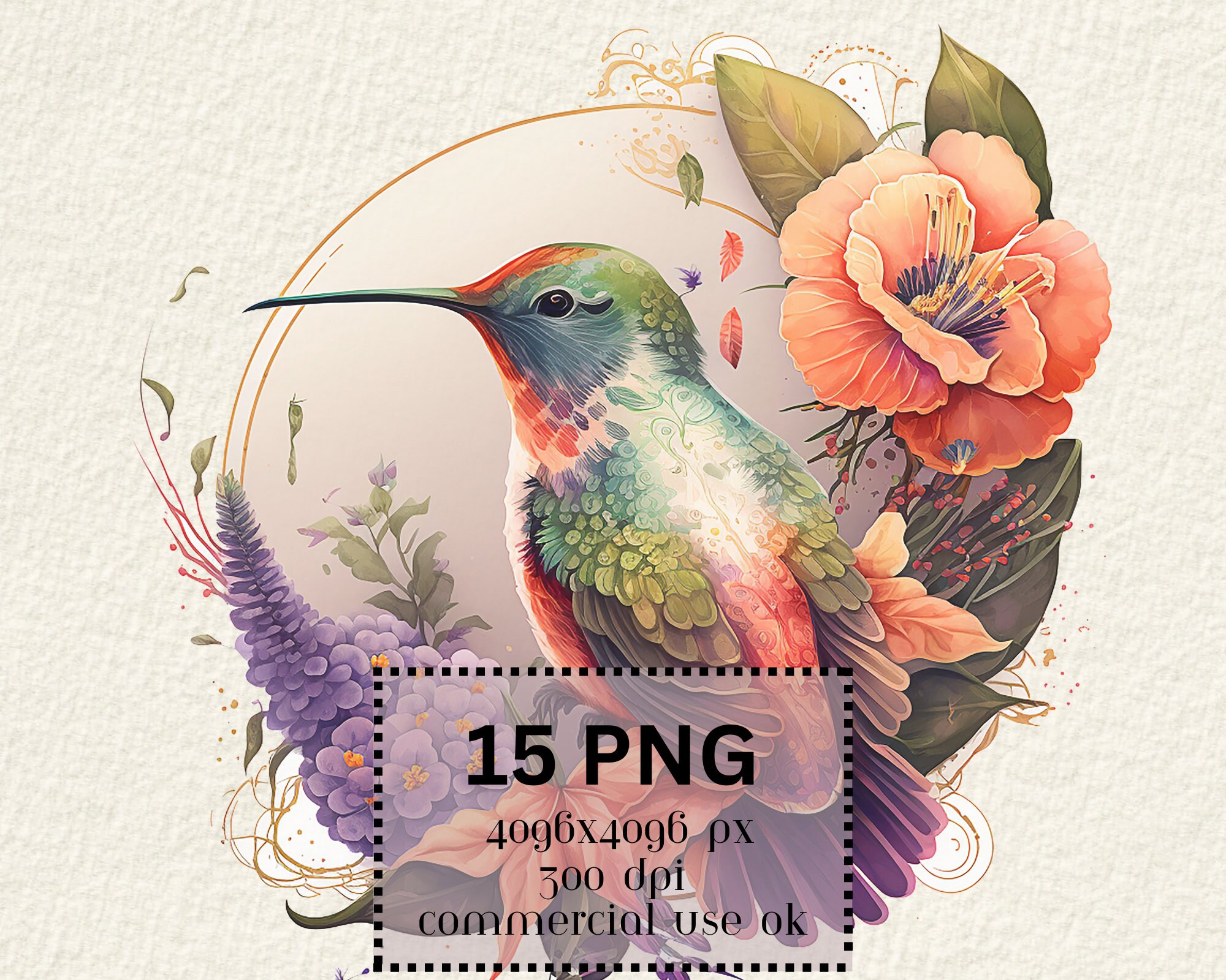 15 PNG Hummingbird Watercolor Clipart, Junk Journaling Scrapbook ...