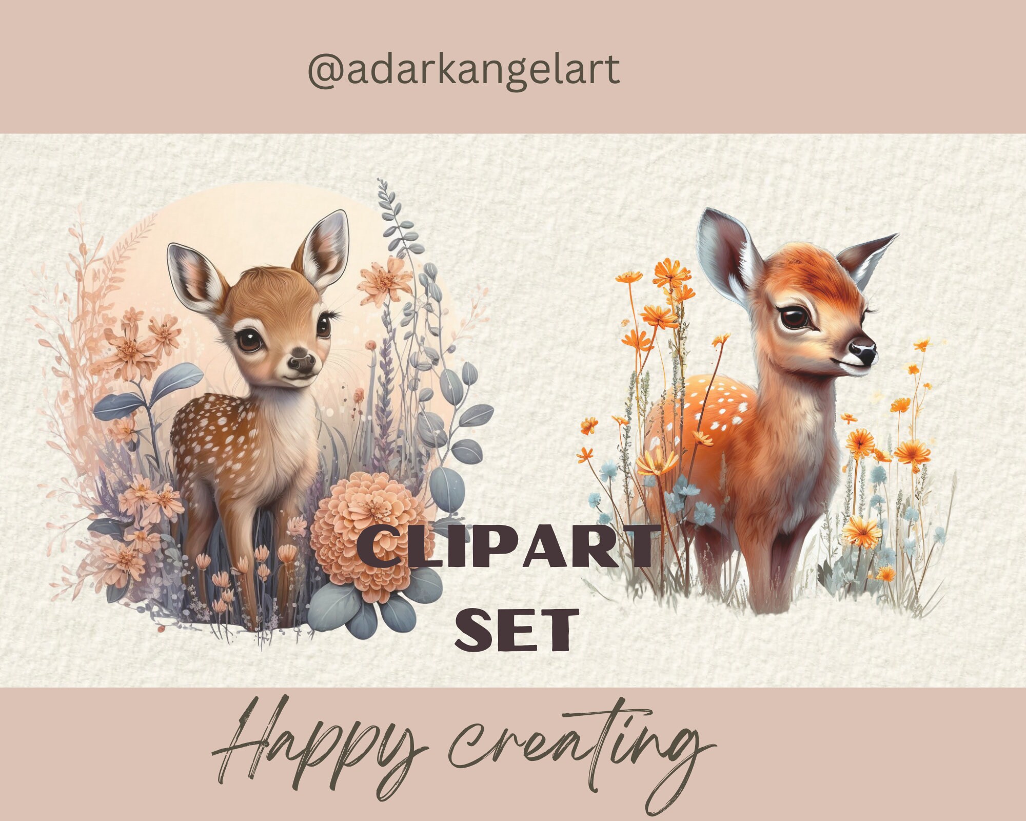 15 PNG Baby Deer Watercolour Clipart, Cute Fawn Baby Shower Floral ...