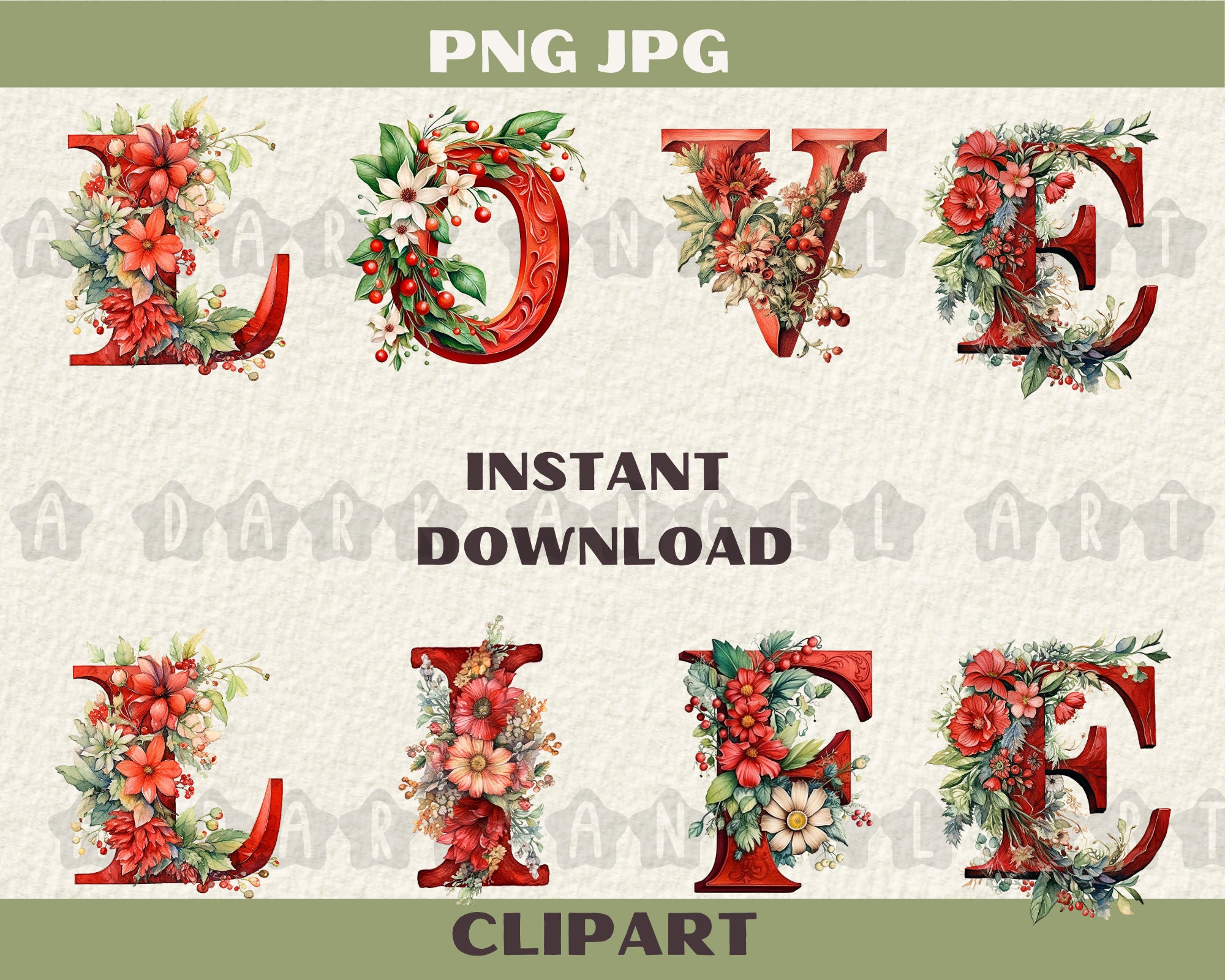 26 PNG Red Christmas Alphabet Clipart, Christmas Letters Clip Art ...