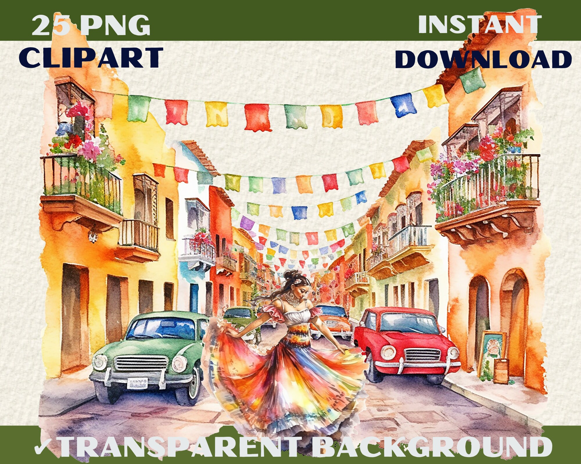 25 PNG Watercolour Painting of Fiesta Bundle Clipart, Transparent ...