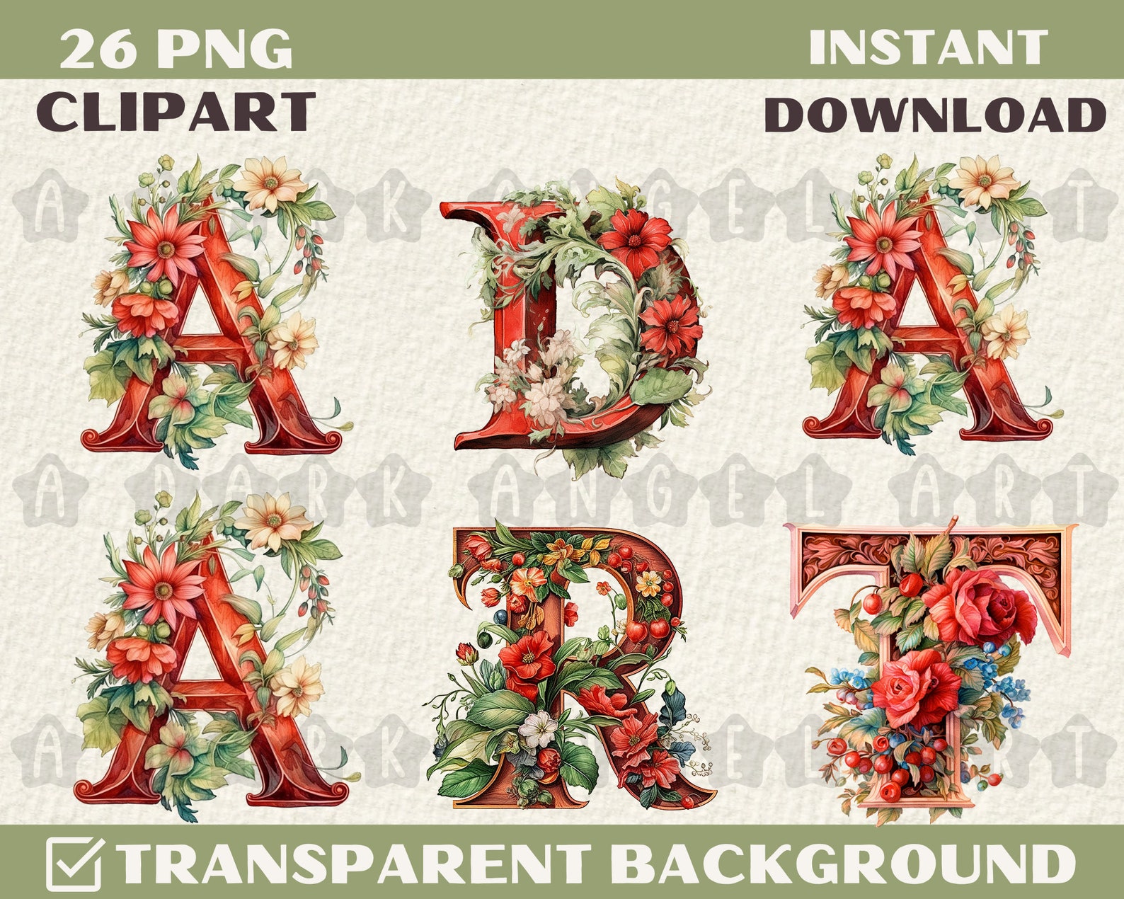 26 PNG Red Christmas Alphabet Clipart, Christmas Letters Clip Art ...