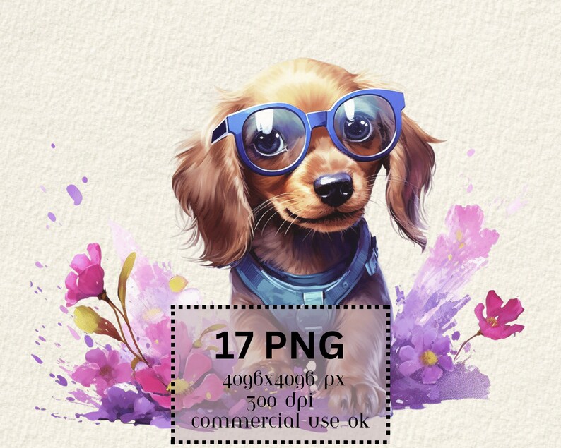 17 PNG Dachshund Puppy Clipart, Cute Sausage Dogs With Sunglasses ...