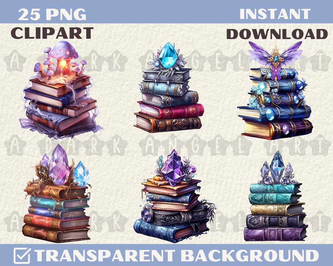 25 PNG Watercolor Gothic Fairy Book With Crystal Clipart, Transparent ...