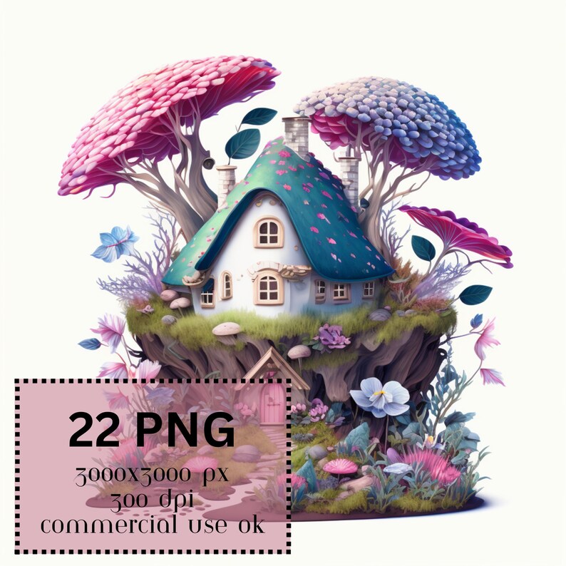 22 PNG Fairy House Clip Art, Cute Fairy House Watercolor Clipart, Kids ...