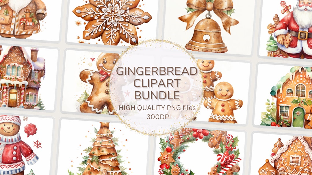 84 Christmas Gingerbread Clipart PNG Bundle Christmas - Etsy