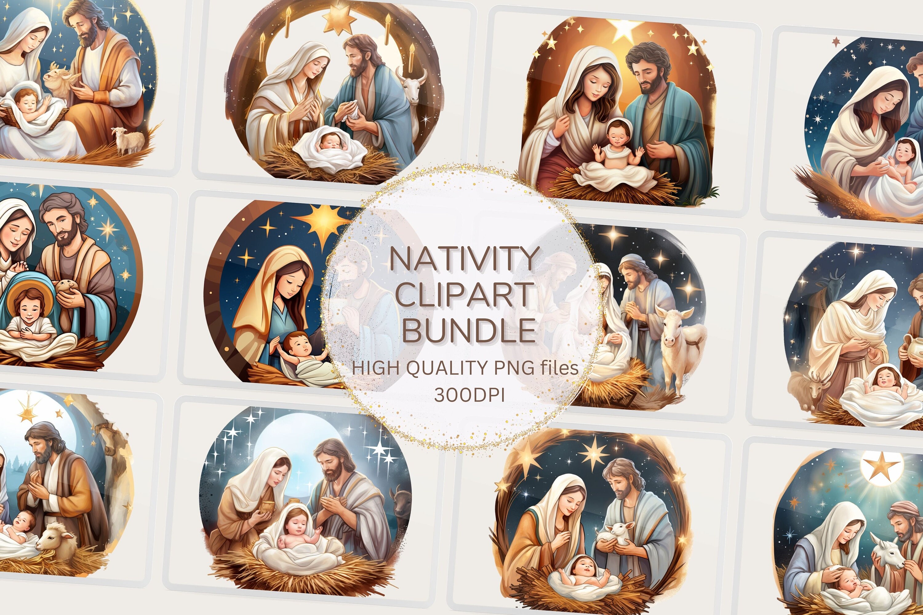 Christmas Nativity Scenes Clipart PNG 70 Christmas Cliparts - Etsy