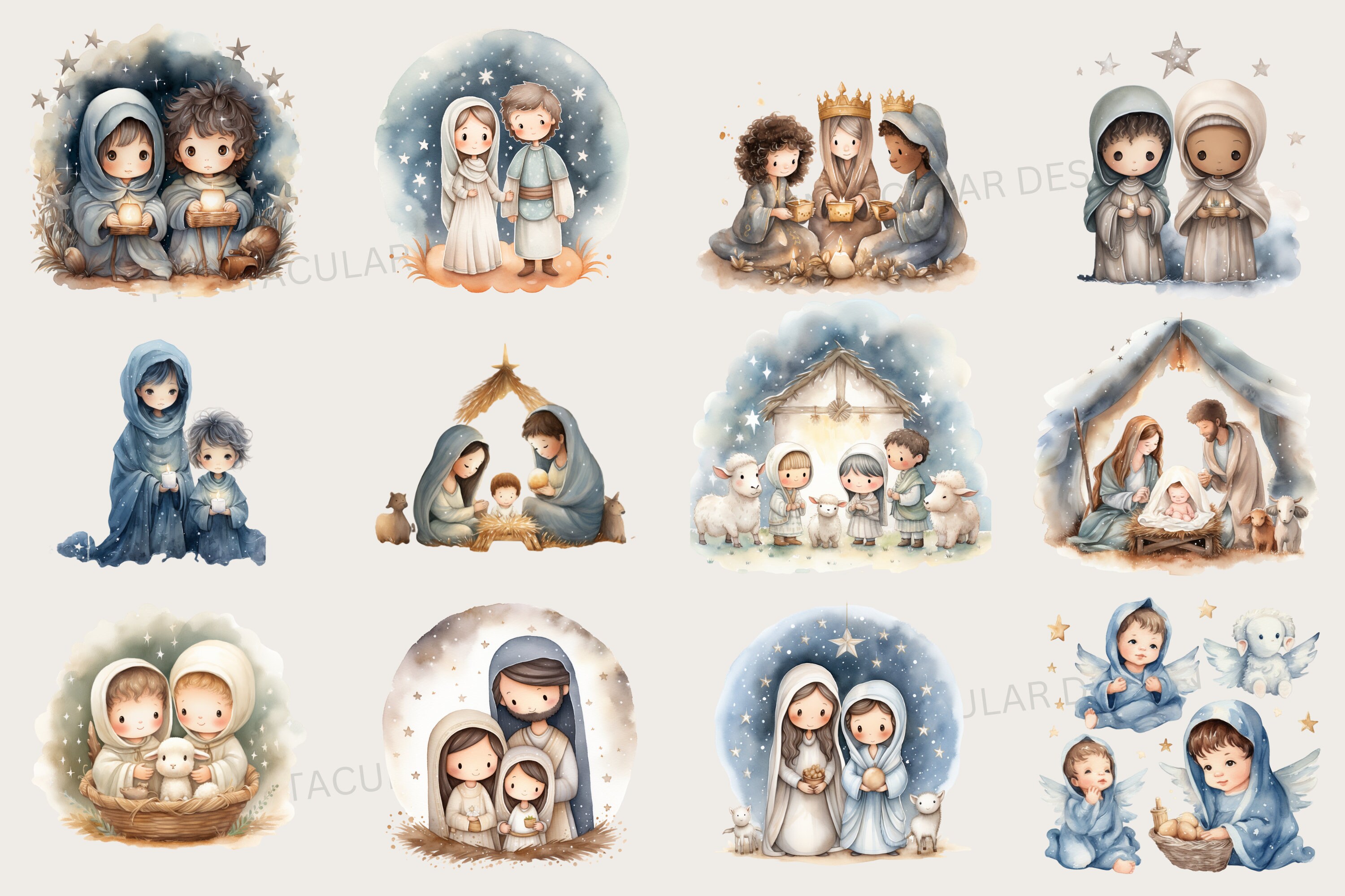 50 PNG Cute Nativity Scene Clipart Christmas Angel Jesus 3 - Etsy