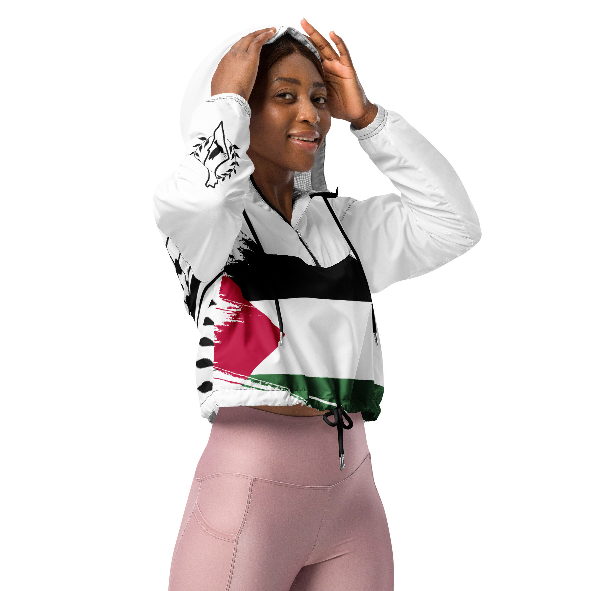 Palestine Flag & Keffiyah Print Womens Cropped Windbreaker, Palestine Jacket, Free Palestine - Etsy