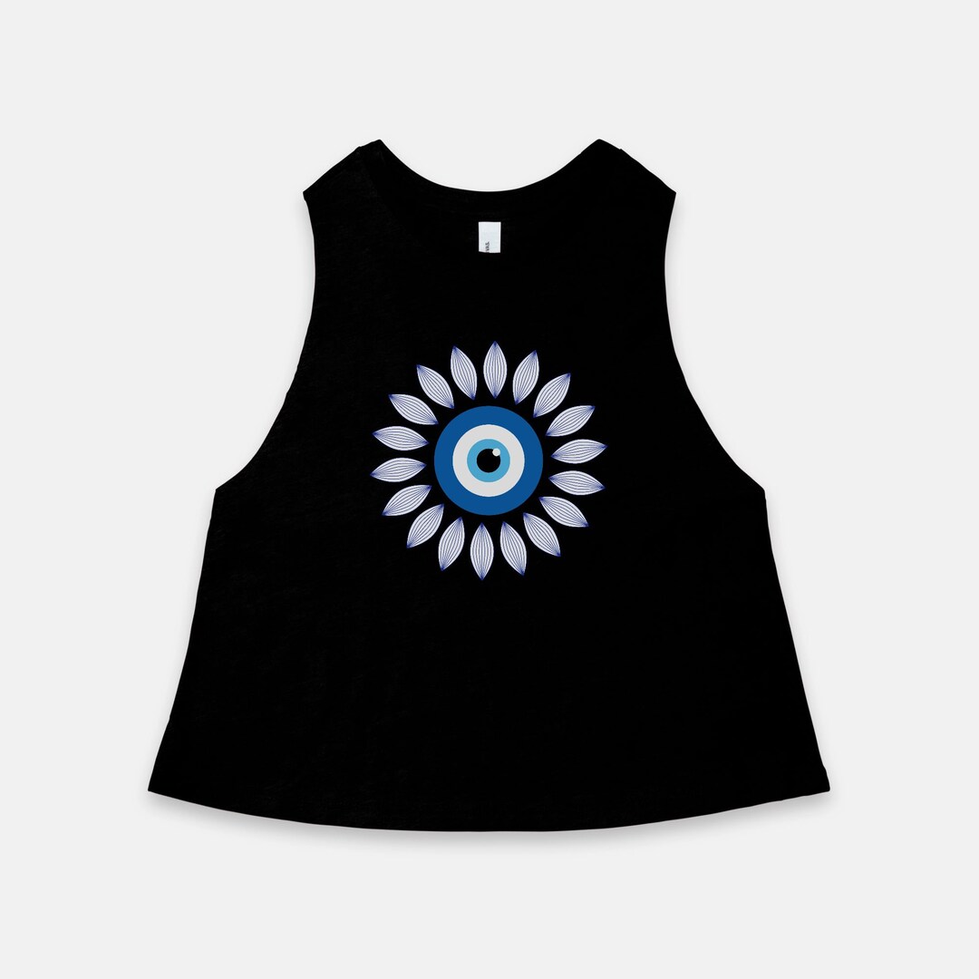 Evil Eye Sunflower Tank Top, 3 Colors, Racerback Cropped Tank, Evil Eye ...