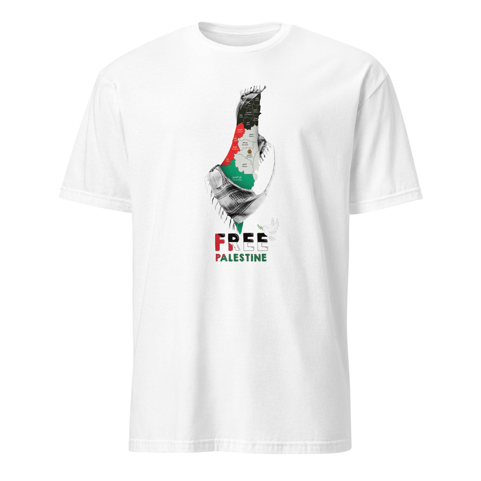 Gaza Design Free Palestine Keffiyah Map Unisex Soft Tee, Designed in ...