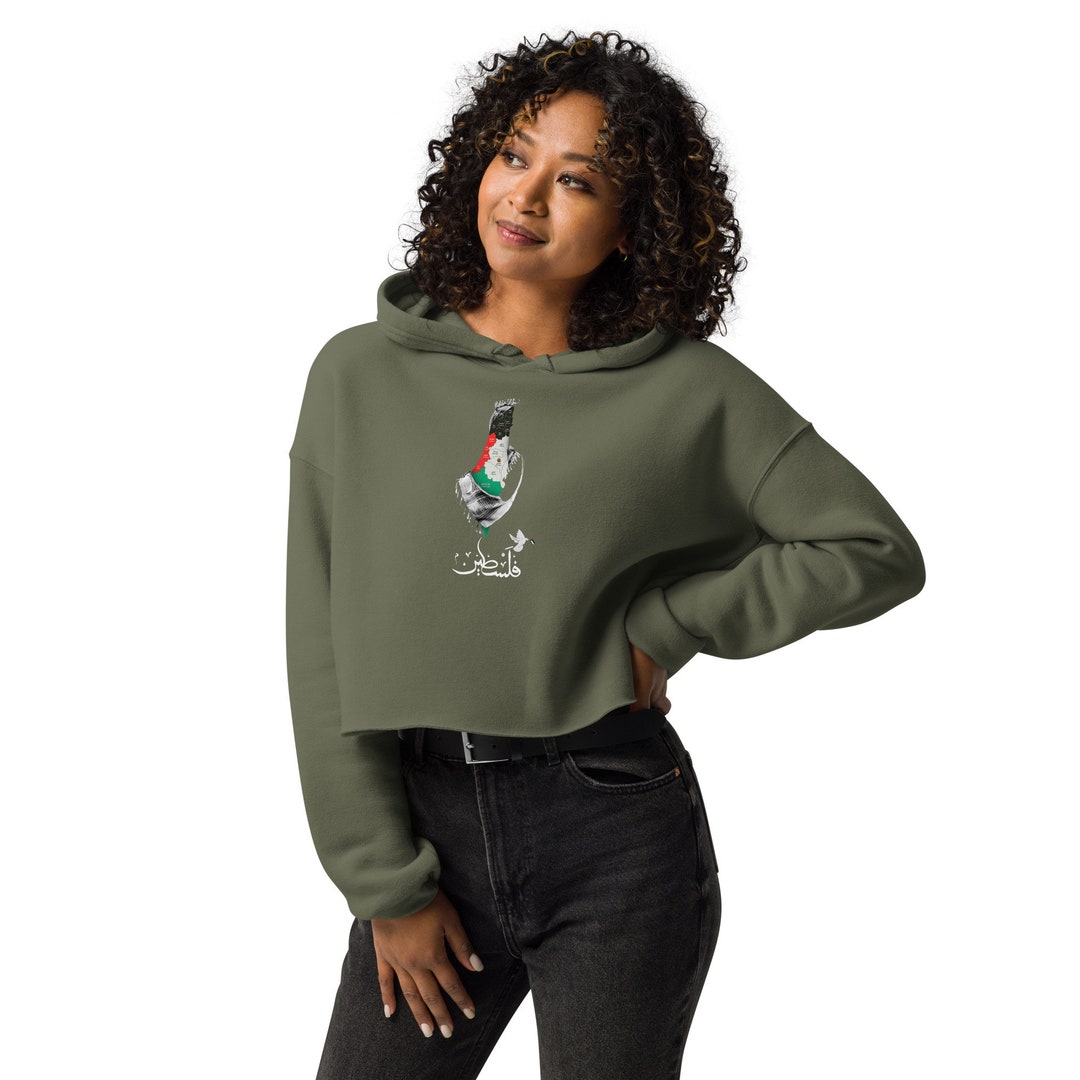Gaza Design Palestine Keffiyah Map Crop Hoodie, Designed in Gaza ...