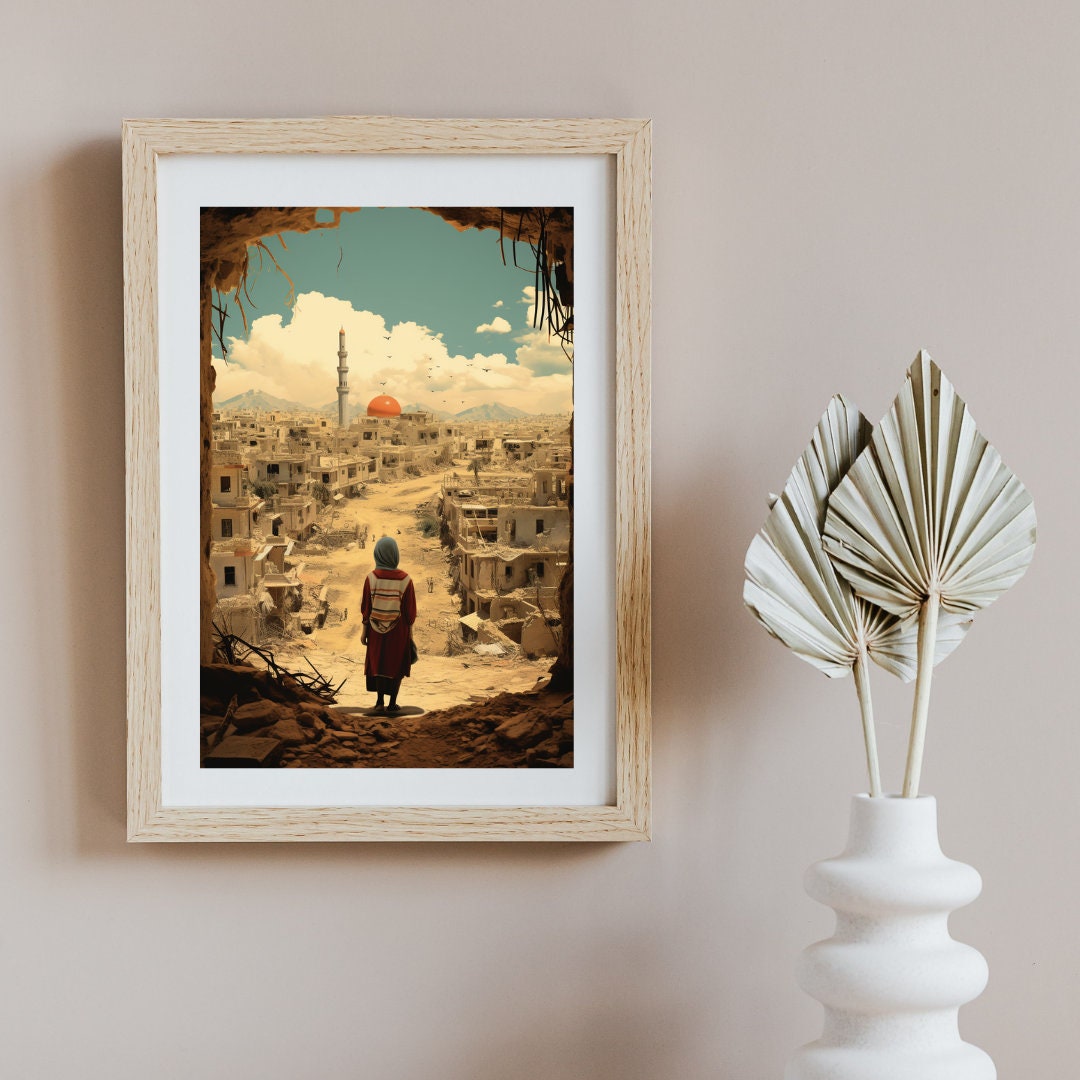 Resilient Spirit of Gaza: Child Overlooking Palestine Digital Print ...