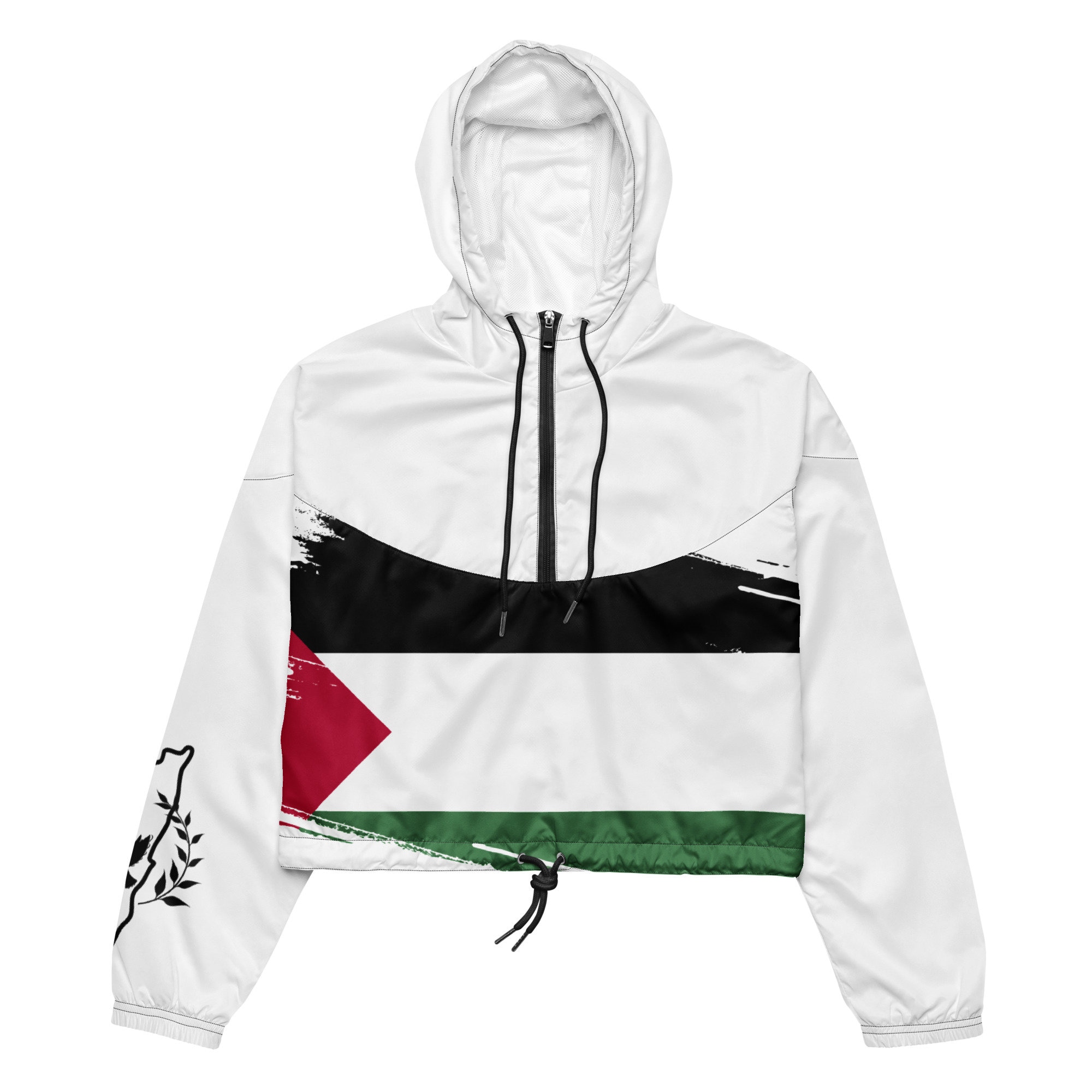Palestine Flag & Keffiyah Print Womens Cropped Windbreaker, Palestine Jacket, Free Palestine - Etsy