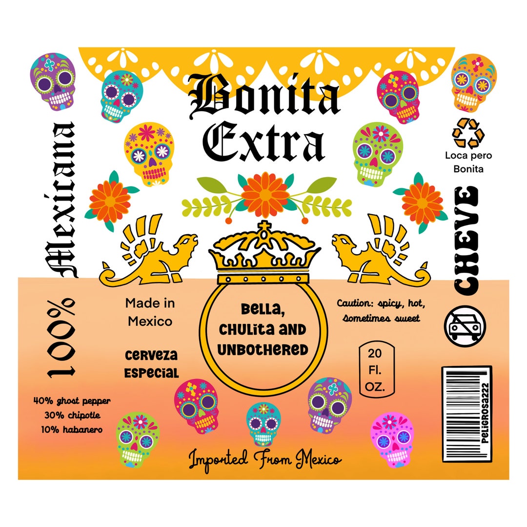 Bonita Extra, Cerveza Beer, Mexican Beer, Chingona, Chula, Tumbler Wrap ...