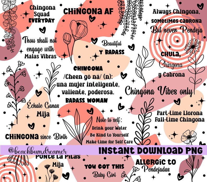 Chingona Png, Glass Wrap Png, Chingona Affirmations Png, Cute Tumbler ...
