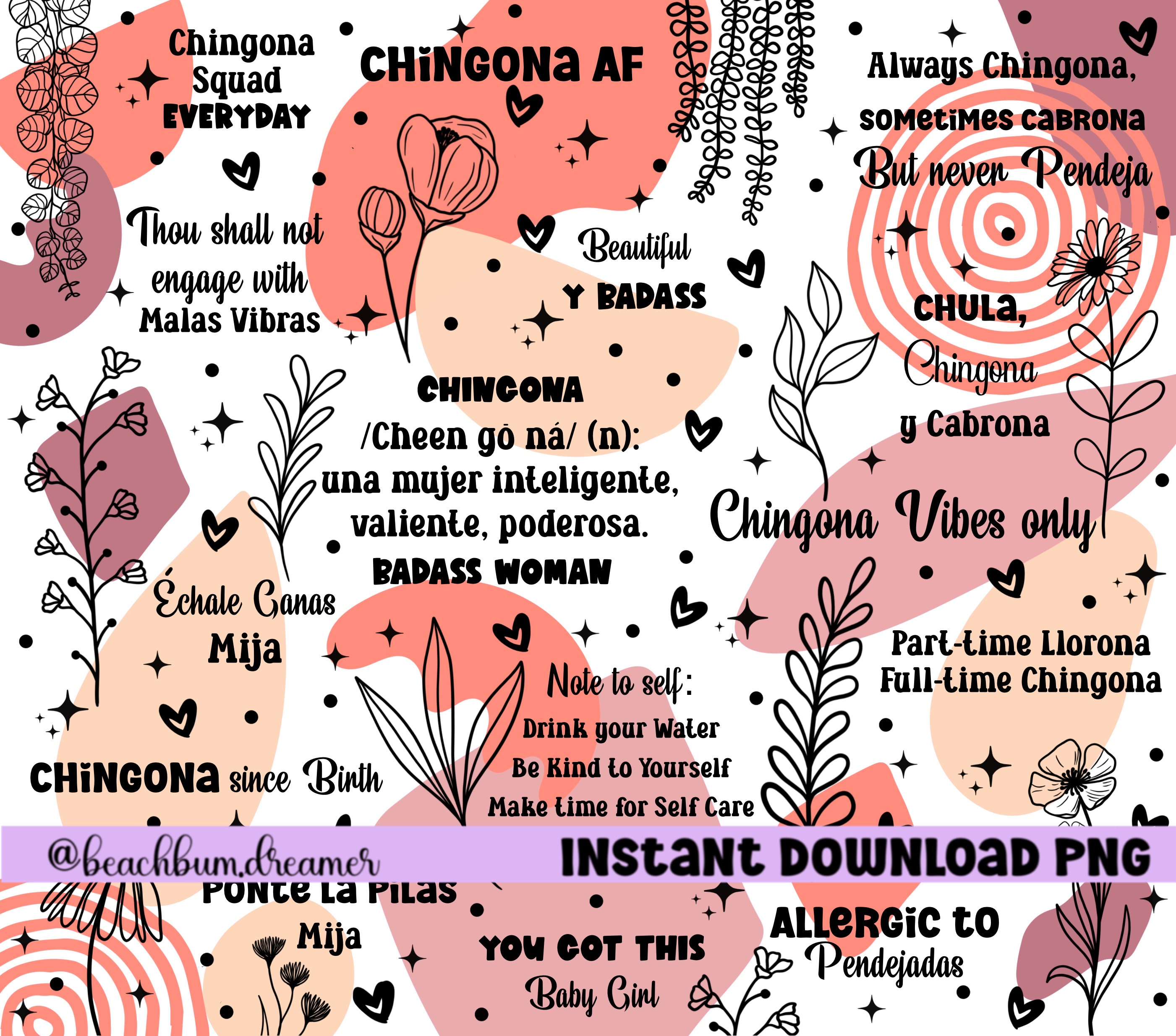Chingona Png, Glass Wrap Png, Chingona Affirmations Png, Cute Tumbler ...