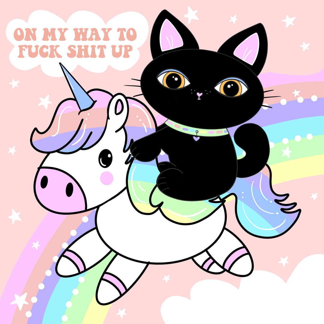 On My Way to Fuck Shit Up, Png, Cats Are Assholes, Black Cat, Digital ...