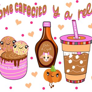 Drink Some Cafecito, Mexican Coffee Png, Glass Wrap, Concha, Cajeta ...