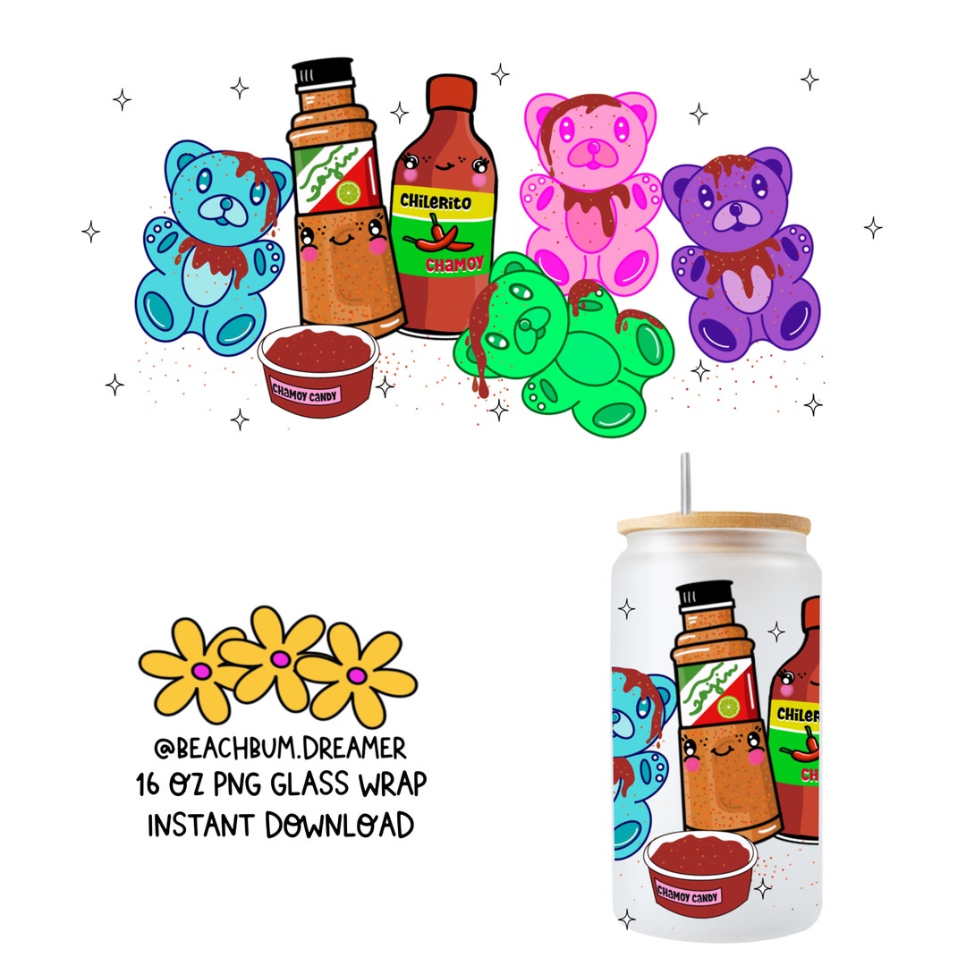 Gummy Bears Chamoy Candy Snacks PNG, Mexican Png, Chamoy, Tajin, Glass ...