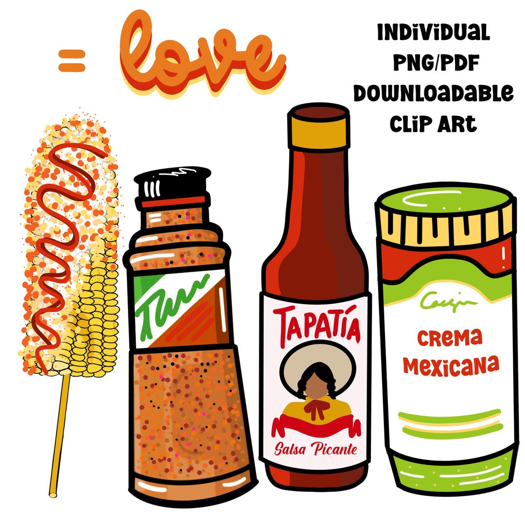 Mexican Food Clip Art, Pngs, Digital Clipart, Queso, Esquite, Salsa ...