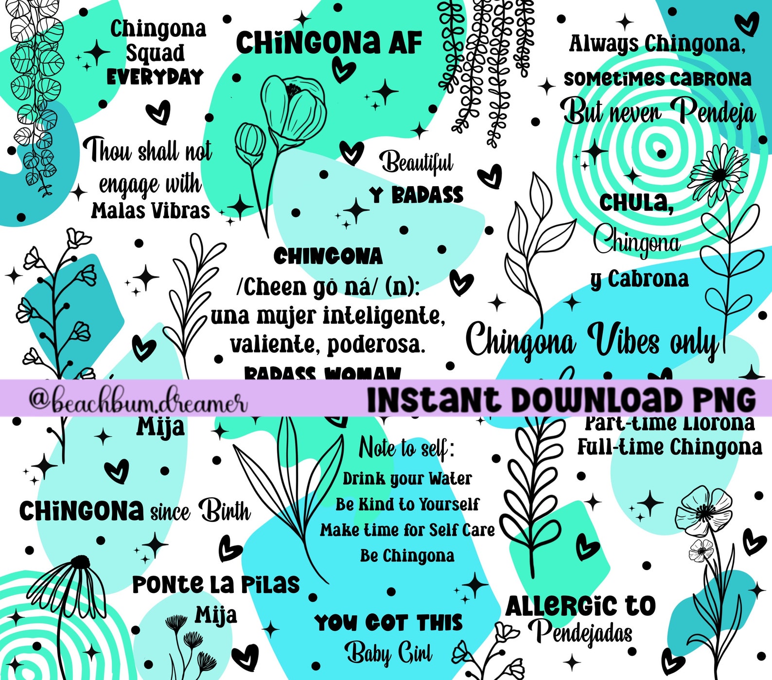 Chingona Png, Glass Wrap Png, Chingona Affirmations Png, Cute Tumbler ...